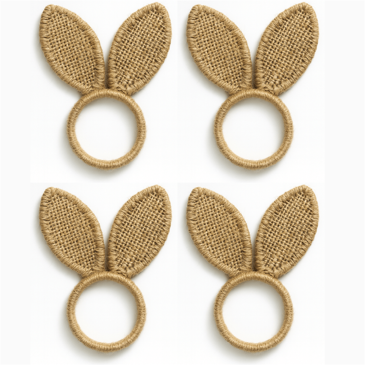 Click here for Threadmade Burlap Bunny Ear Napkins Rings - Set of... prices
