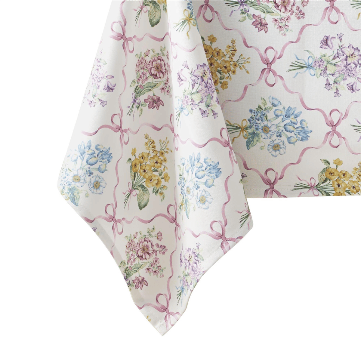 Lenox Bouquet Ribbon Lattice Design Tablecloth  60 x 120 - White