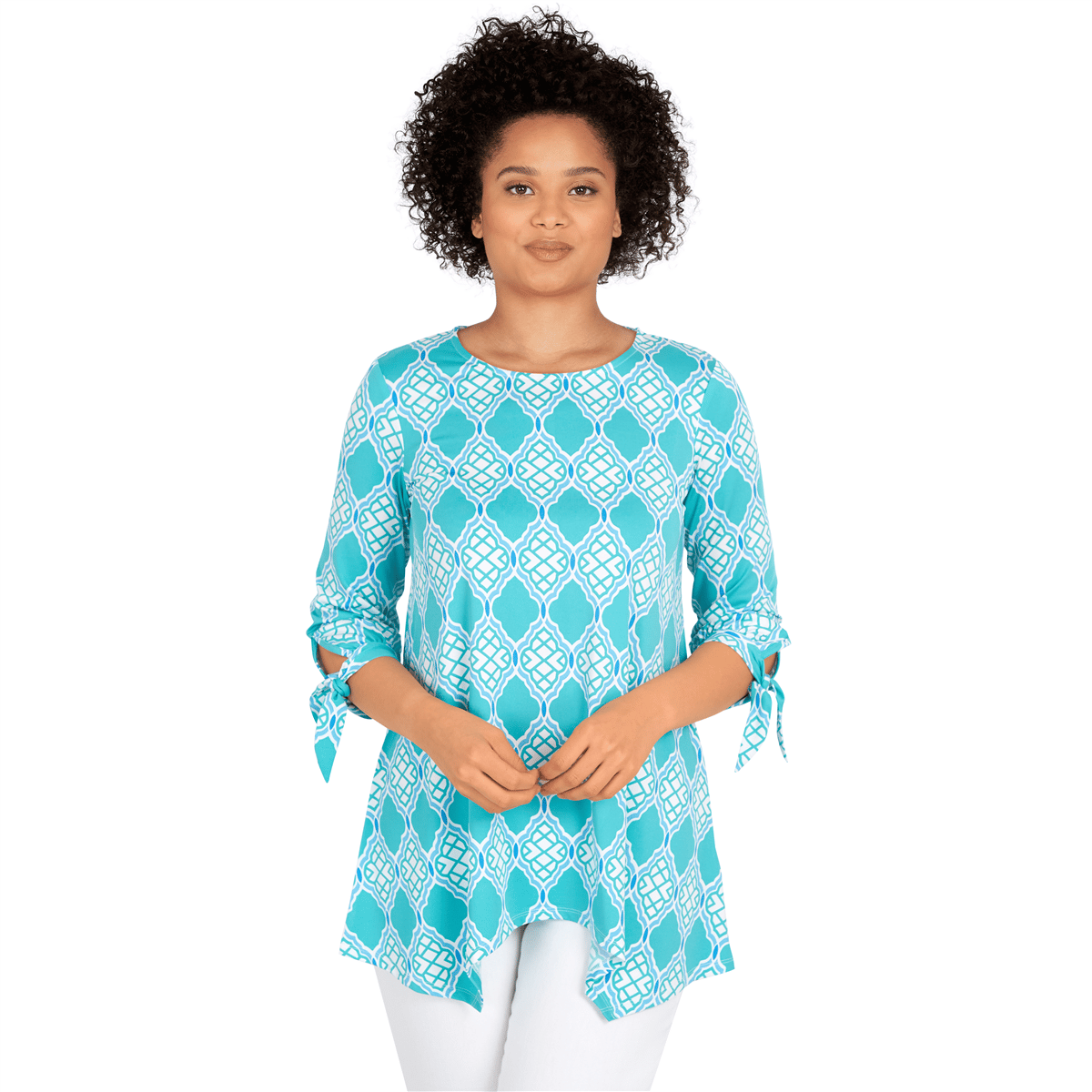 Click here for Womens Larky Lark 3/4 Ruch Sleeve Medallion Blouse prices