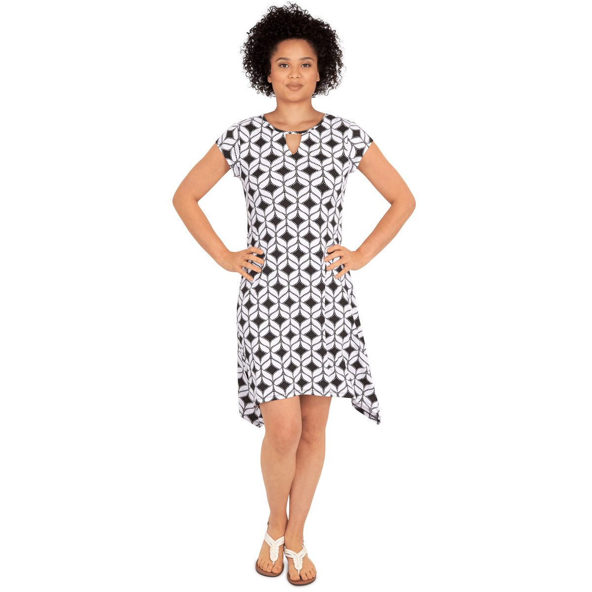 Click here for Womens Larky Lark Cap Sleeve Geometric Shift Dress prices