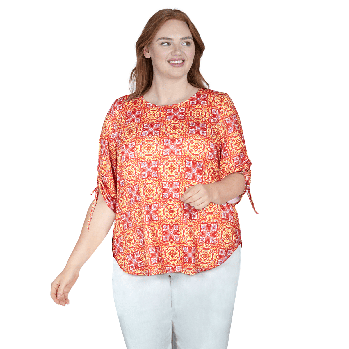 Click here for Plus Size Larky Lark Ruch Elbow Sleeves Medallion... prices