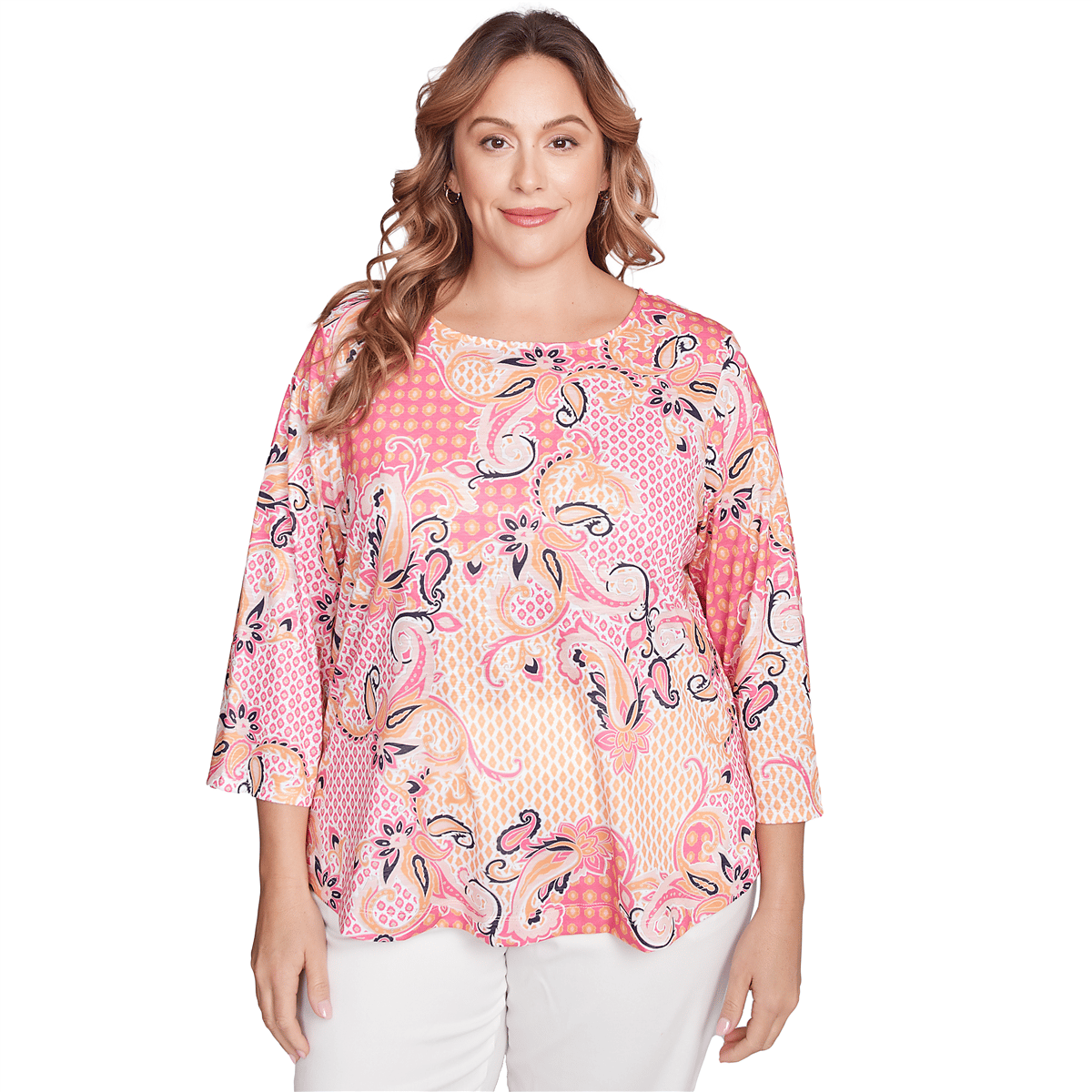 Click here for Plus Size Larky Lark 3/4 Sleeve Geometric Paisley... prices